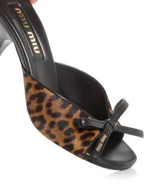 Miu Miu Calf Hair Slide Sandals - Miele