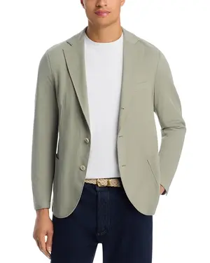 Eleventy Cotton Pique Jersey Jacket With Removable Hood - Sage