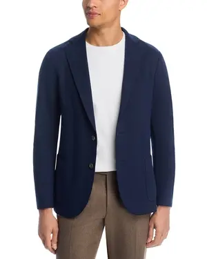 Eleventy Cotton Jersey Jacket With Removable Hood - Navy