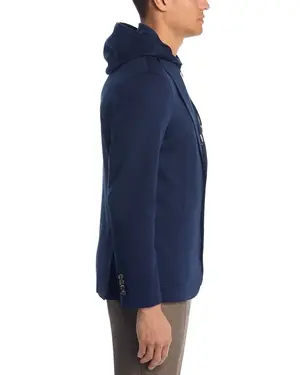 Eleventy Cotton Jersey Jacket With Removable Hood - Navy
