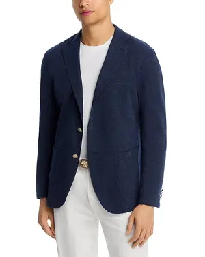 Eleventy Herringbone Cotton Jersey Soft Jacket - Navy