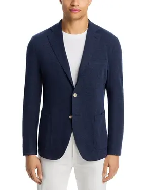 Eleventy Herringbone Cotton Jersey Soft Jacket - Navy