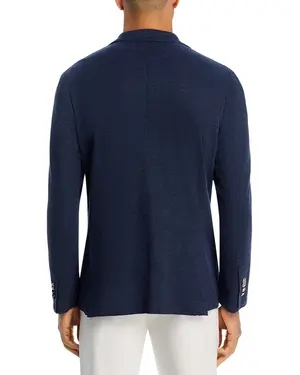 Eleventy Herringbone Cotton Jersey Soft Jacket - Navy