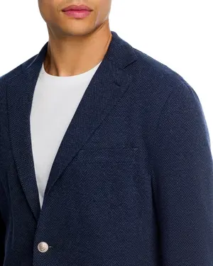 Eleventy Herringbone Cotton Jersey Soft Jacket - Navy