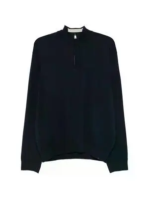 Paul & Shark Zip Mock Neck Sweater - Blue