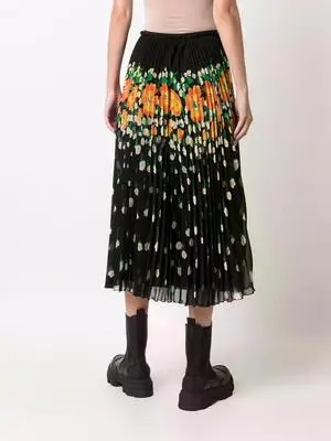 Red Valentino Floral-print Pleated Midi Skirt