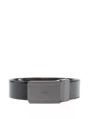 BOSS Leather Belt With Logo Buckle - Black