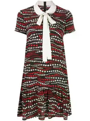 Red Valentino Star-print Short-sleeved Dress - Black