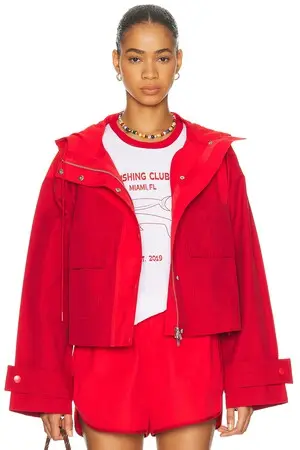 Staud Alta Jacket In Red - Cardinal