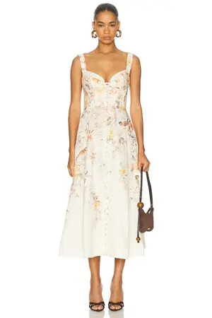 Zimmermann Luna Buttoned Picnic Dress - Cream Songbird
