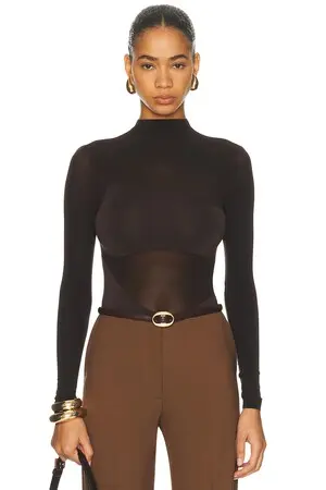 Wolford Shade String Bodysuit In Brown