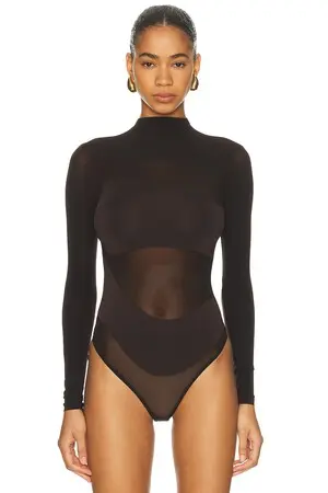 Wolford Shade String Bodysuit In Brown