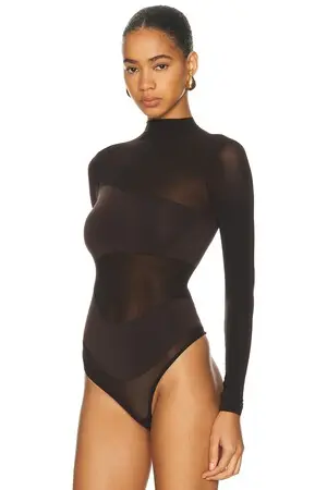 Wolford Shade String Bodysuit In Brown