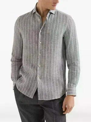 Brunello Cucinelli Chalk Stripe Pointed-collar Shirt