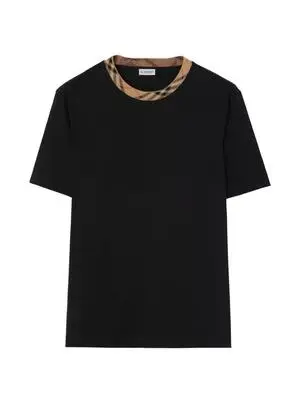 Burberry Check Trim Cotton T-shirt - Black