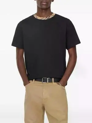 Burberry Check Trim Cotton T-shirt - Black