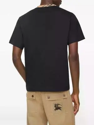 Burberry Check Trim Cotton T-shirt - Black