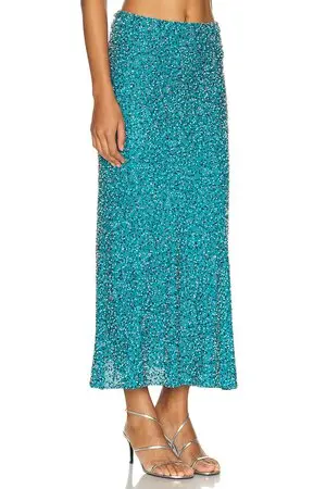 Rabanne Paillette Skirt In Teal