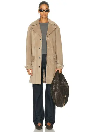 FRAME The Suede Trench Jacket - Light Camel