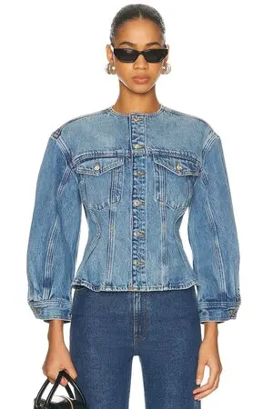 FRAME The Nipped Collarless Jacket - Umbria