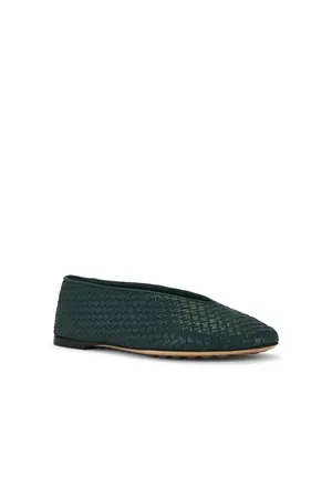 Bottega Veneta Rosa Ballet Flat In Dark Green