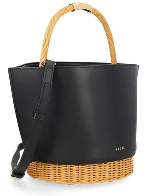 Sacai Leather X Rattan Bucket Bag
