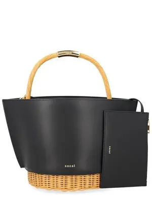 Sacai Leather X Rattan Bucket Bag