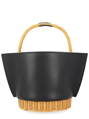 Sacai Leather X Rattan Bucket Bag