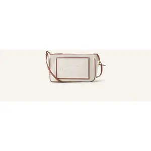 LANVIN Compagnon Small Zipped Sholder Bag In Canvas - Ecru/cognac