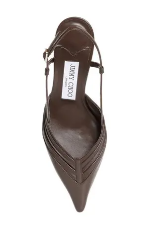 JIMMY CHOO Afia Pointed Toe Slingback Pump - Chocolate/chocolate