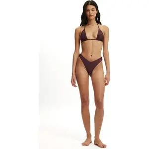 BODY Dip Front High Side Brazilian Bikini Bottom - Plum Kiss Shimmer