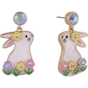 HALLMARK Easter Bunny And Flower Earrings - White