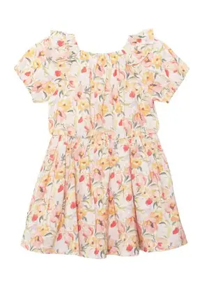 MABEL + HONEY Blooming Short Sleeve Gathered Dress - Pink