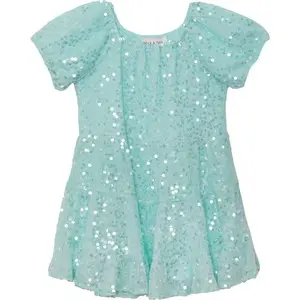 ISOBELLA & CHLOE Teal Twinkle Short Sleeve Dress - Blue