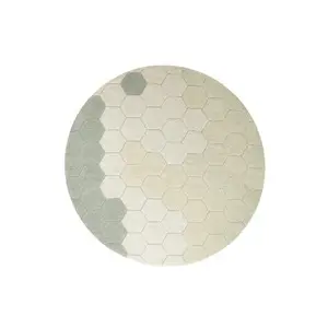 LORENA CANALS Washable Rug Round Honeycomb - Blue Sage/ Ivory/ Light Blue