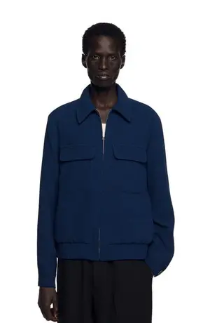 Sandro Textured Zip-up Jacket - Royal Blue