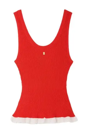 Sandro Knit Tank With Lace Trim