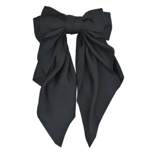 TULLEEN Satin Ribbon Bow Hairclip - Black