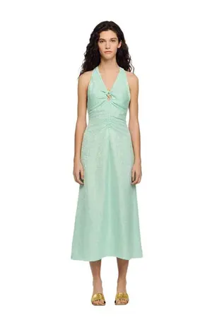 Sandro Floral Jacquard Maxi Dress - Light Green