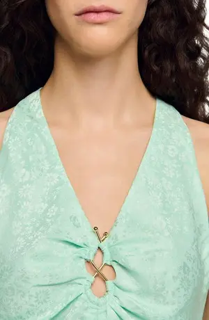Sandro Floral Jacquard Maxi Dress - Light Green