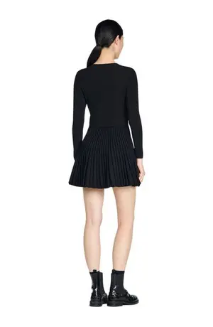 Sandro Pleated Knit Short Dress