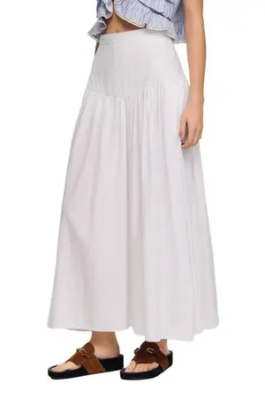 Sandro Long Poplin Flared Skirt With Cut-outs