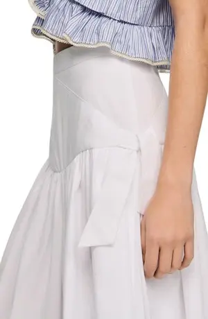 Sandro Long Poplin Skirt With Ties