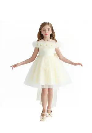 TULLEEN Floral Tulle Gown - Ivory