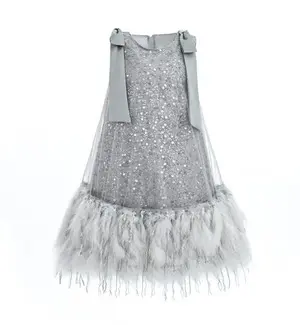 TULLEEN Sequin Feather Knee-length Dress