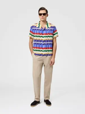 UM Bowling Shirt In Viscose With 3d Zigzag Print
