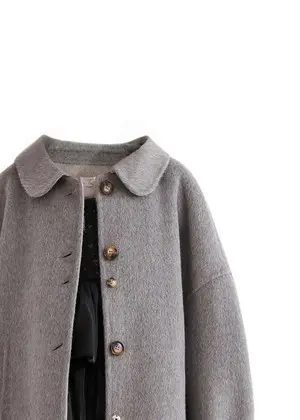 TULLEEN Wool Overcoat With Peter Pan Collar - Grey