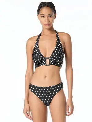 Michael Kors Polka Dot Halter Bra Bikini Top - Black