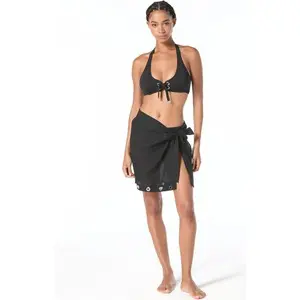 Michael Kors Grommet Solid Pareo Swim Cover-up - Black