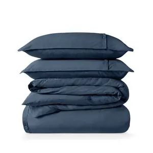 BARE HOME 100% Organic Cotton Percale Duvet Cover And Sham Set - Bering Sea